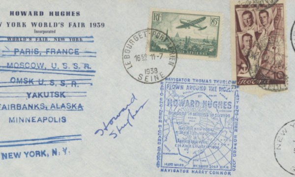Howard Hughes Signed Document Flight Around the World 1938 | Raab